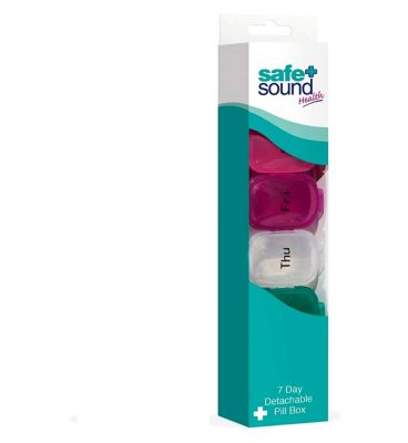 Safe & Sound Multi Coloured Jumbo 7 Day Detachable Pill Box - Boots