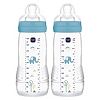 MAM 330ml Baby Feeding Bottles x 2- Blue - Boots