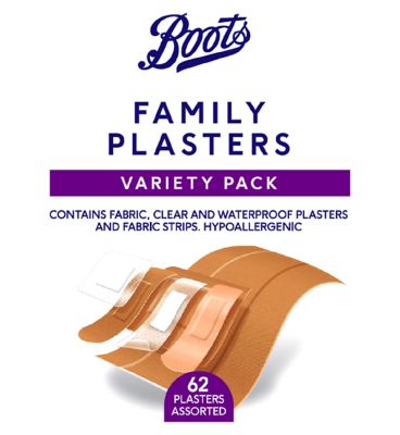 Boots Variety Pack Family Plasters - 62 Pack - Boots