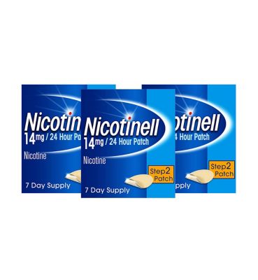 Nicotinell Nicotine Patches -Step 2, 14 mg 24 Hour 7 Patches x 3 Bundle ...