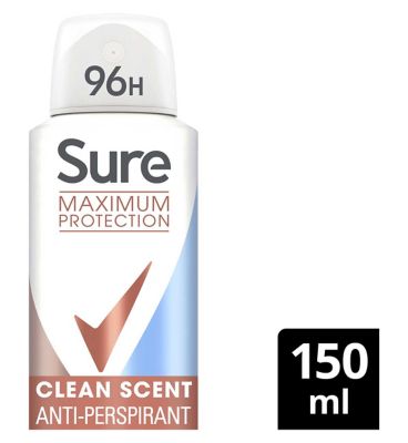 Sure Maximum Protection Clean Scent Anti-perspirant Deodorant Aerosol ...
