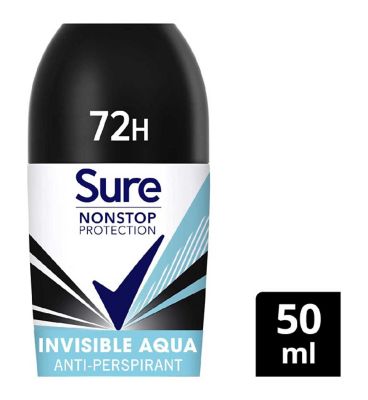 Sure Women Nonstop Invisible Aqua Antiperspirant Deodorant Roll On 50ml ...