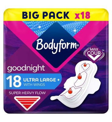 Bodyform Cour-V Ultra Night Sanitary Towels Wings 18 pack - Boots