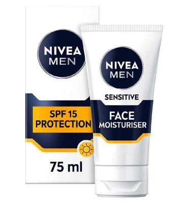 NIVEA MEN Sensitive Face SPF15 Moisturiser with 0% Alcohol 75ml - Boots