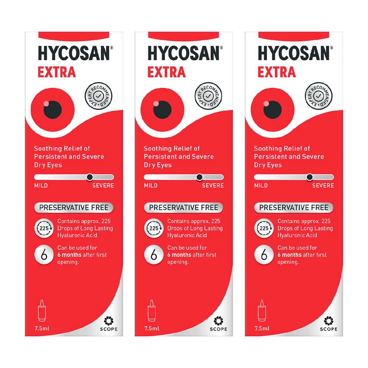 Hycosan Extra - Triple Pack Eye Drops With Hyaluronic Acid For Soothing ...