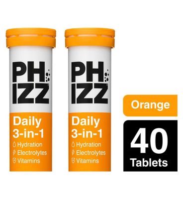 Phizz Orange 3-in-1 Hydration, Electrolytes and Vitamins Effervescent ...
