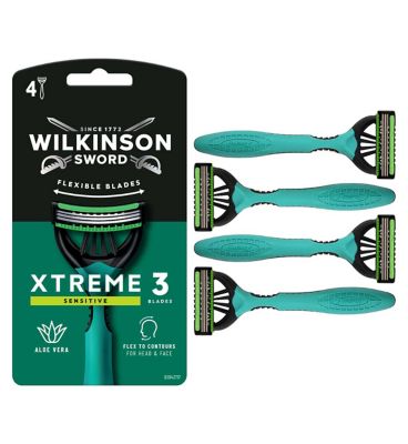 Wilkinson Sword Xtreme 3 Sensitive Men's Disposable Razors x 4, Men's ...