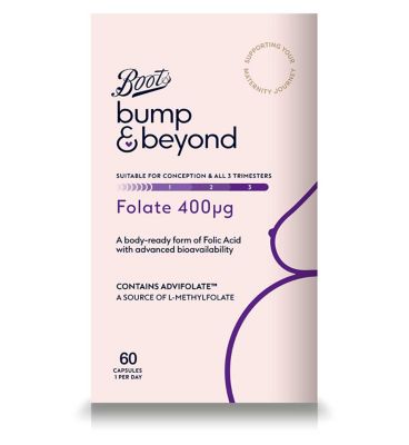 Boots Bump & Beyond Folate 400 µg 60 Capsules - Boots