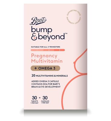 Bump & Beyond Pregnancy Multivitamin + Omega 3 30 Tablets x 30 Capsules ...