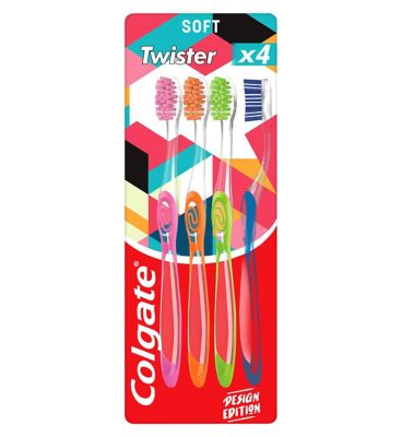 Colgate Twister Fresh Design Edition Soft Manual Toothbrush 4pk - Boots