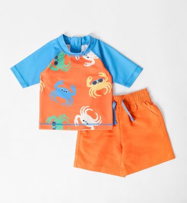 Maybe Baby Crab Print Swim Short And Raglan Rash Vest Set - Boots Ireland