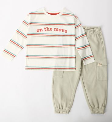 Maybe Junior Brush-Back Cargo Joggers & Striped Long Sleeve T-Shirt ...